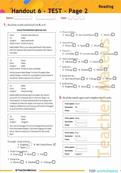 FF 3 - Unit 1 - Test 4 - Writing (Copied). Interactive worksheet ...
