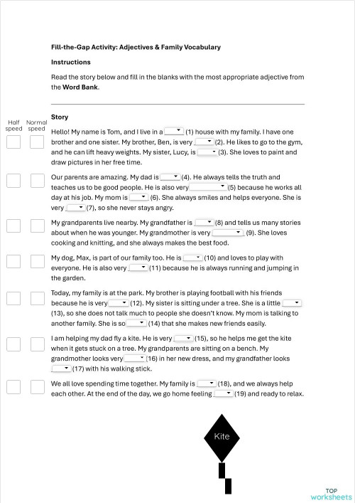 Day 8 Adjectives & Family Vocab LISTENING. Interactive worksheet ...