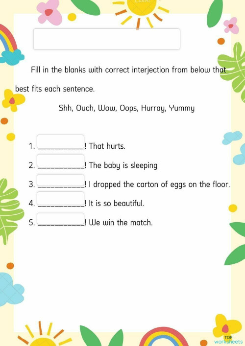 interjections. Interactive worksheet | TopWorksheets