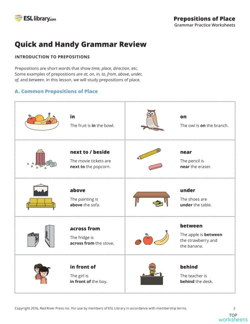 Prepositions of place. Interactive worksheet | TopWorksheets