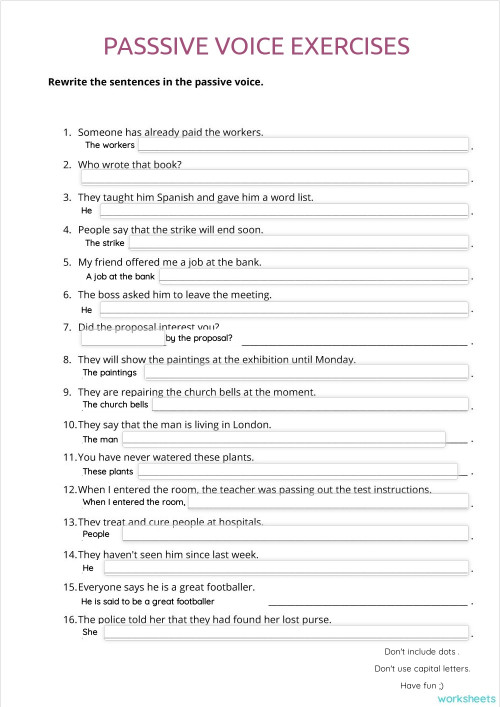 Passive Voice Online Exercise For B1