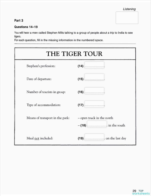 PET 5 Test 1 Part 3. Interactive worksheet | TopWorksheets