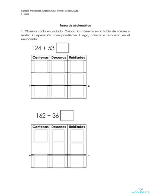 Práctica sumas de 3 dígitos sin reagrupar. Ficha interactiva ...