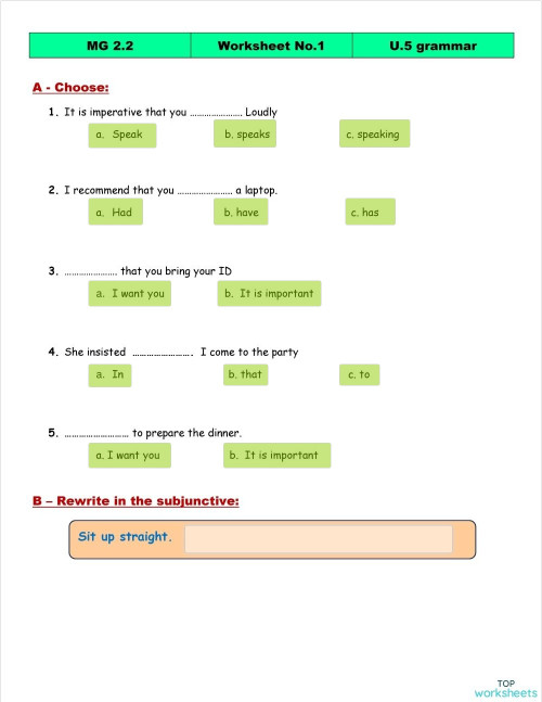 Interactive worksheets and online exercises in english | TopWorksheets