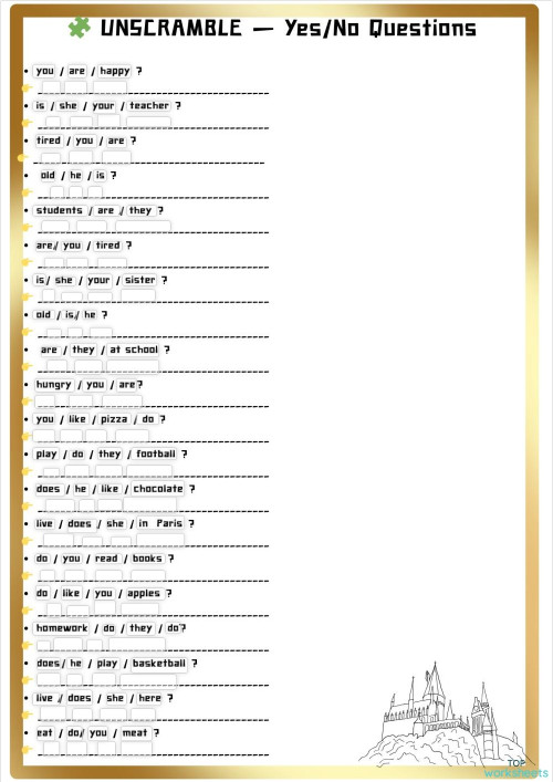 Scrambled yes no Questions. Interactive worksheet | TopWorksheets