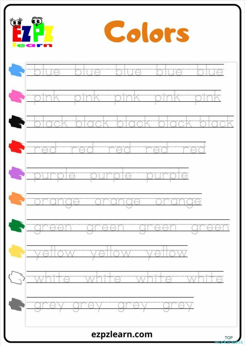 Write the colors. Interactive worksheet | TopWorksheets