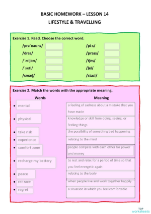 Basic Homework - Lesson 14. Interactive worksheet | TopWorksheets