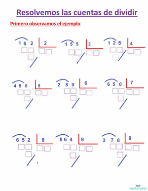Resolviendo divisiones. Ficha interactiva | TopWorksheets