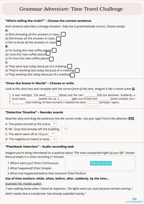 Tenses review. Ficha interactiva | TopWorksheets