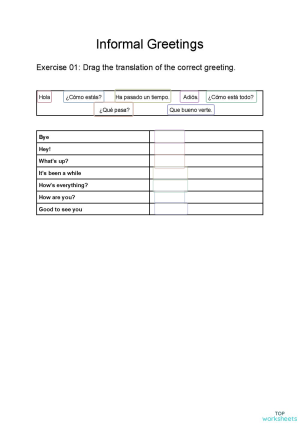 Informal Greetings. Interactive worksheet | TopWorksheets