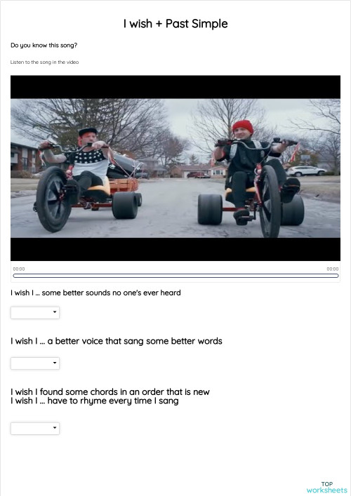 I wish + Past Simple. Interactive worksheet | TopWorksheets