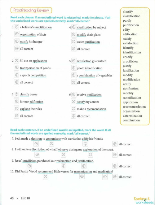 List 11: Proofreading Pg 44. Interactive worksheet | TopWorksheets