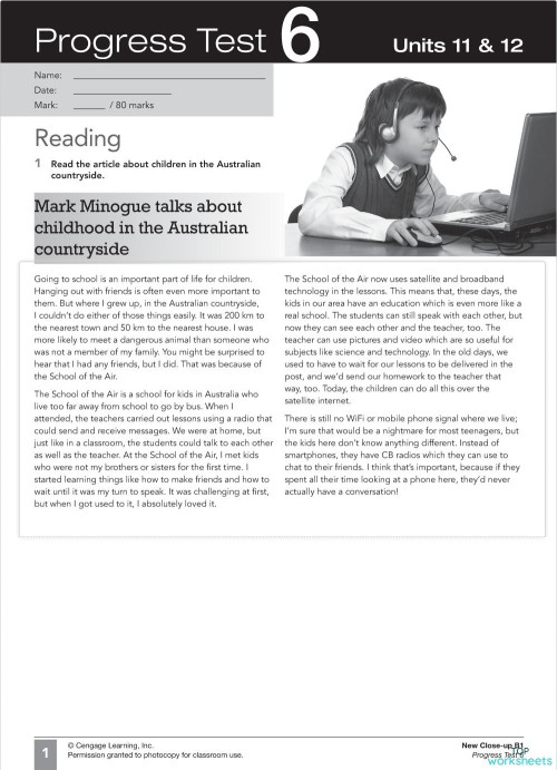B1 - Progress Test 6. Interactive worksheet | TopWorksheets