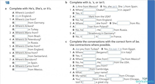 EF 1B beginner Grammar Bank. Interactive worksheet | TopWorksheets