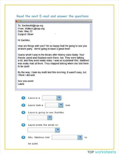 Past tense Reading. Interactive worksheet | TopWorksheets