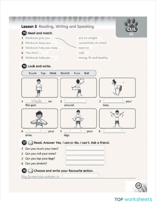 Tiger 3 Unitr 3 Sports and workouts. Interactive worksheet | TopWorksheets