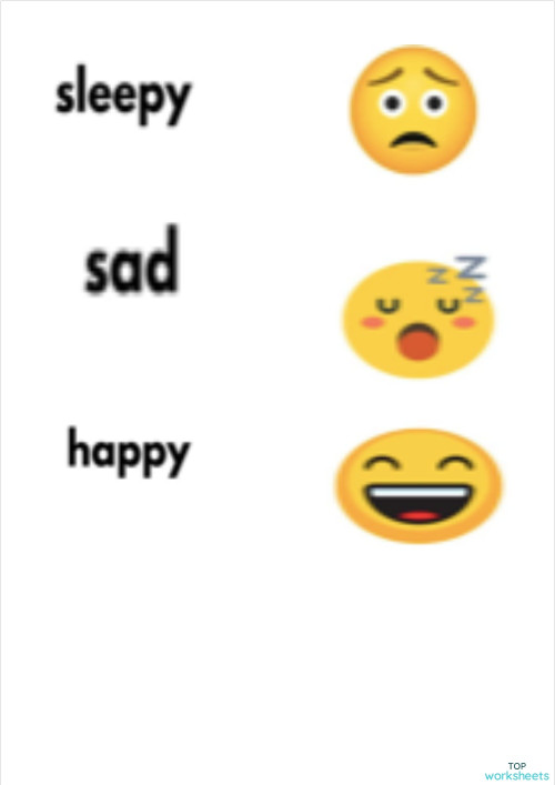 Match every face to the emotion. Interactive worksheet | TopWorksheets