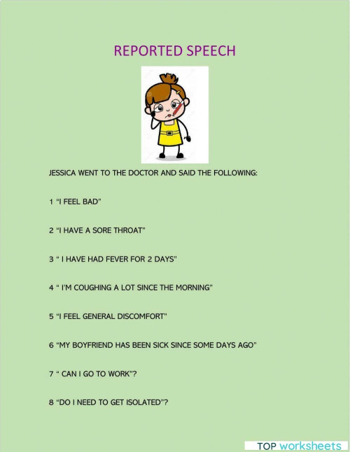 REPORTED SPEECH. Interactive worksheet | TopWorksheets REPORTED SPEECH. Interactive worksheet | TopWorksheets