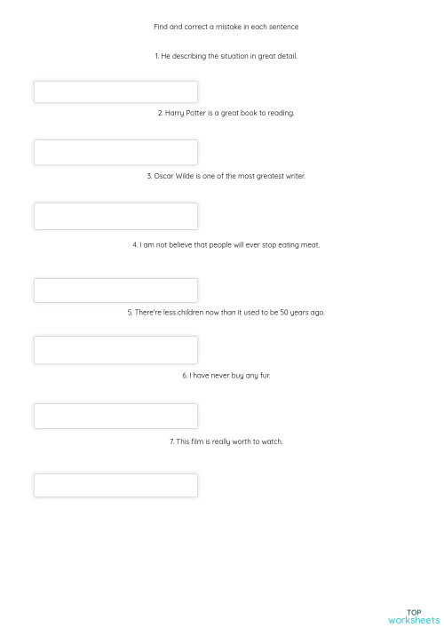 Correction (mistakes)+writing (expressing opinions). Interactive ...