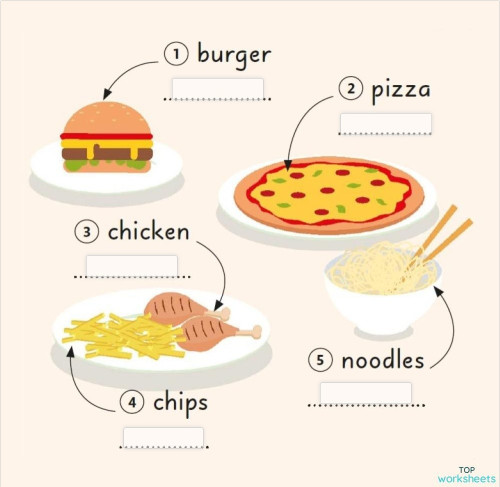 5 words a day fast food. Interactive worksheet | TopWorksheets