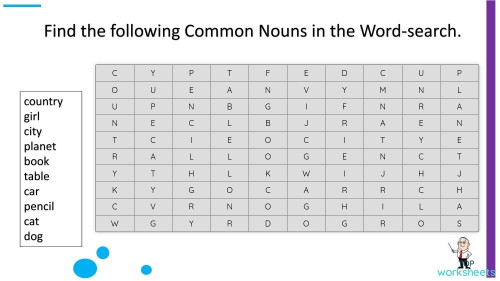 Common Nouns. Ficha interactiva | TopWorksheets