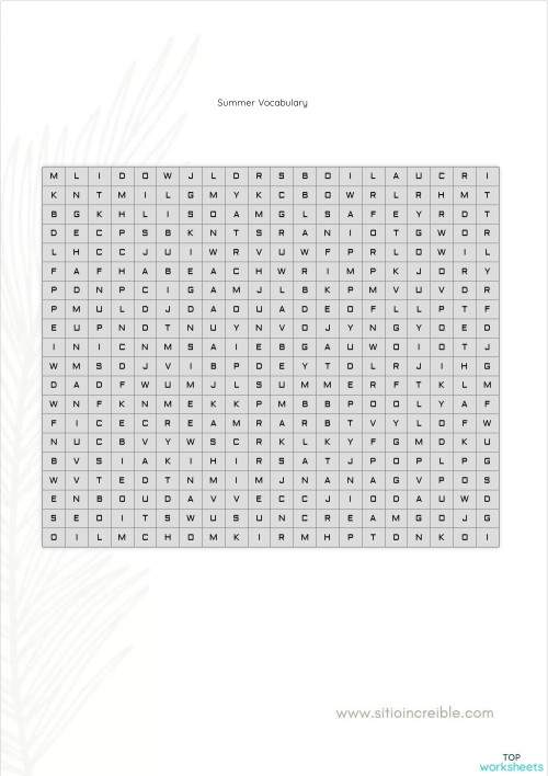 summer vocabulary. Interactive worksheet | TopWorksheets