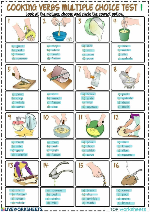 Building Vocab Cooking Verbs. Interactive worksheet | TopWorksheets