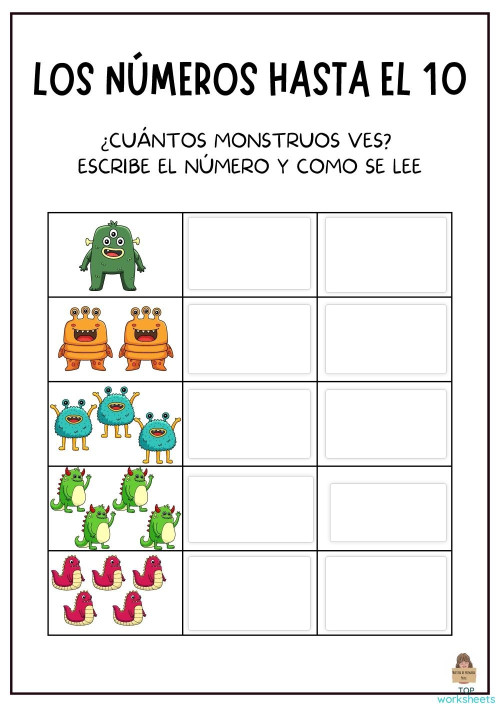 Números del 1 al 10. Ficha interactiva | TopWorksheets