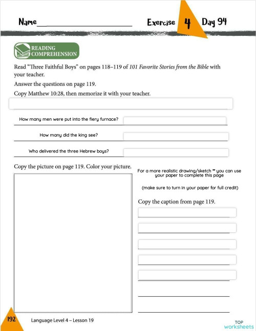 Lesson 19: Reading Comprehension Pg 192 Ex 4. Interactive worksheet ...