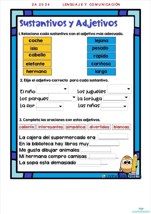 Clasificación de los sustantivos. Ficha interactiva | TopWorksheets