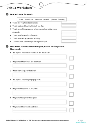 Unit 11 - Worksheet. Interactive worksheet | TopWorksheets
