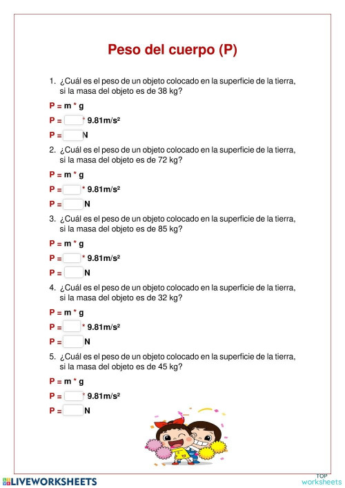 CALCULAR EL PESO. Ficha interactiva | TopWorksheets