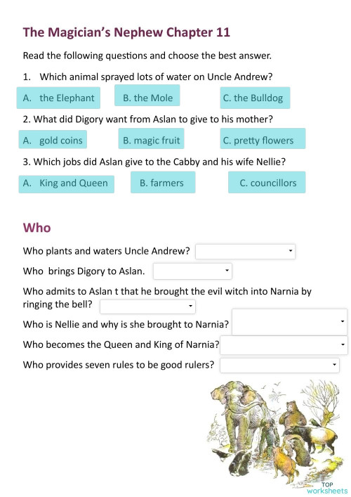 The Magician's Nephew Chapter 11. Interactive worksheet | TopWorksheets