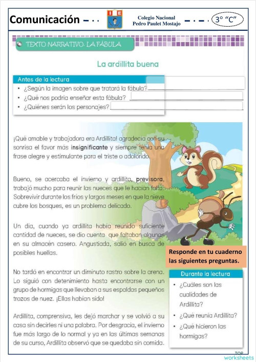 La ardilla buena. Ficha interactiva | TopWorksheets