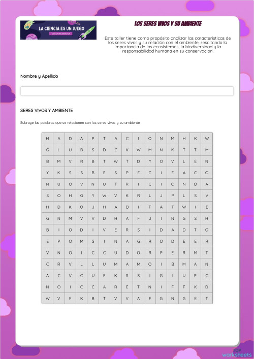 LOS SERES VIVOS Y SU AMBIENTE. Ficha interactiva | TopWorksheets