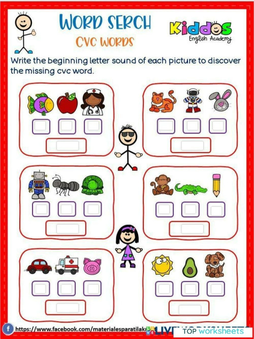 Missing CVC words. Interactive worksheet | TopWorksheets