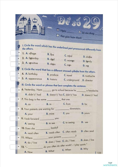 Đề 29 lên 6 chuyên. Interactive worksheet | TopWorksheets