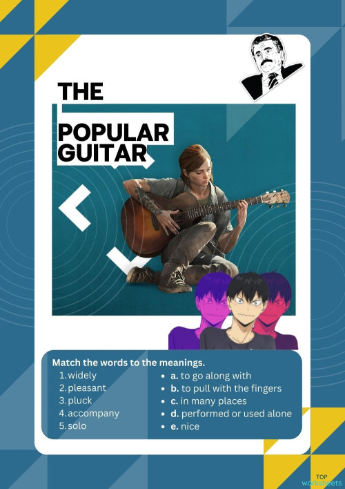 The Popular Guitar: Worksheet. Interactive worksheet | TopWorksheets