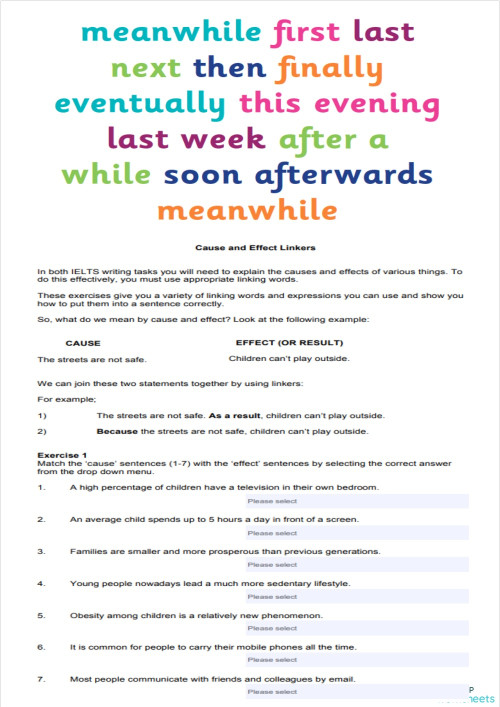 LINKING WORDS/ COHESION DEVICES/ BASIC 03. Interactive worksheet ...