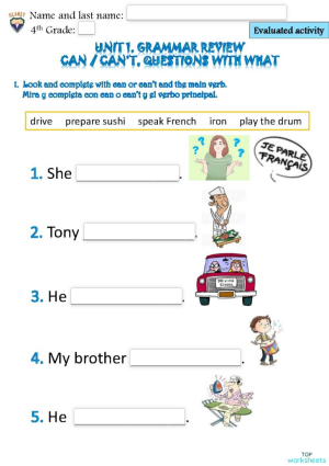 4th G. Unit 1. Grammar review. Evaluated activity. Interactive ...