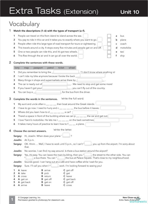 Close-Up A2 Extra Tasks Extension U10. Interactive worksheet ...
