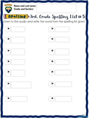 3rd. grade. Spelling 5. Interactive worksheet | TopWorksheets