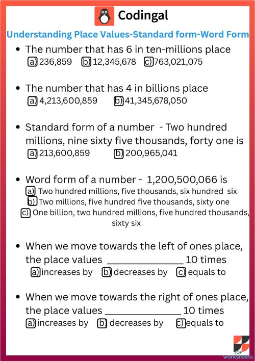 M_G05M01L01_WC02_Introduction_to_Place_Value_2. Interactive worksheet | TopWorksheets
