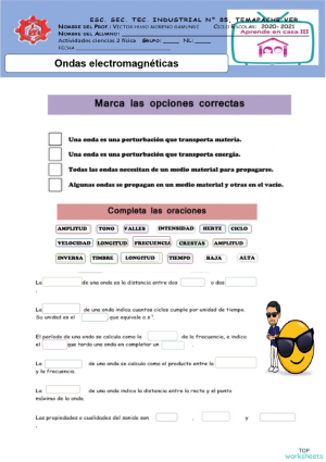 ondas electromagnéticas 2. Ficha interactiva | TopWorksheets