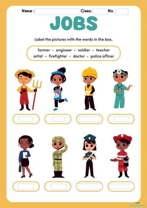 Jobs worksheet. Interactive worksheet | TopWorksheets