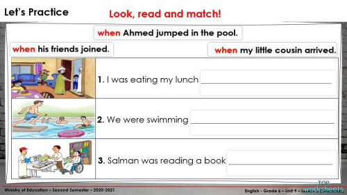 Unit (9) - Grammar "When". Interactive worksheet | TopWorksheets