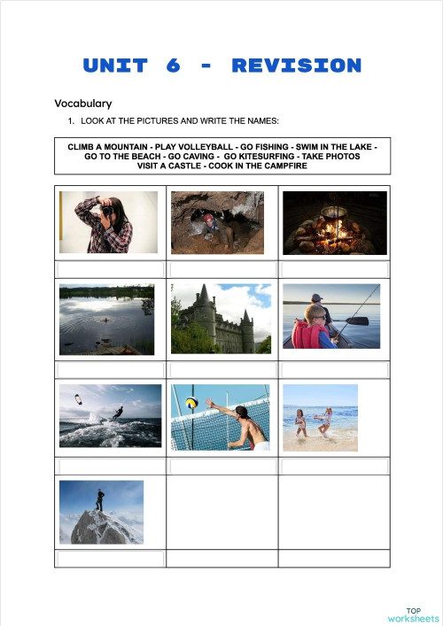 UNIT 6 - VOCABULARY. Interactive worksheet | TopWorksheets