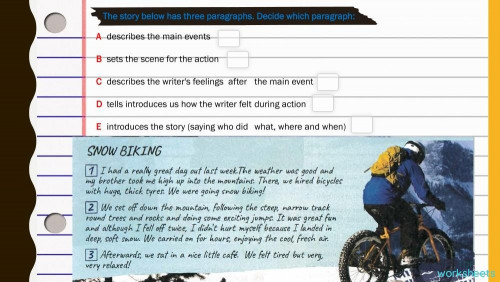 Writing part 2 (a story) (1). Interactive worksheet | TopWorksheets