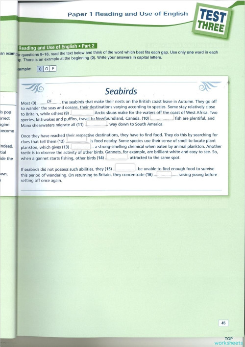 Cambridge B2 Test 3 - USE OF ENGLISH. Interactive worksheet | TopWorksheets