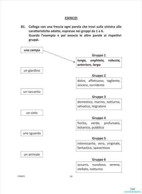 Vocabolario: schede interattive ed esercizi online | TopWorksheets